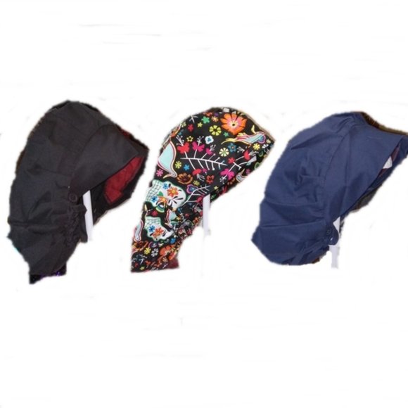 Landau | Accessories | 3 Landau Scrub Bonnet Caps Hats Unisex Black ...